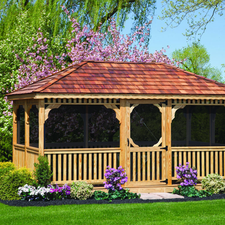 Pressure-Treated Wood Rectangle Gazebo Kit - Atlantic Outdoors