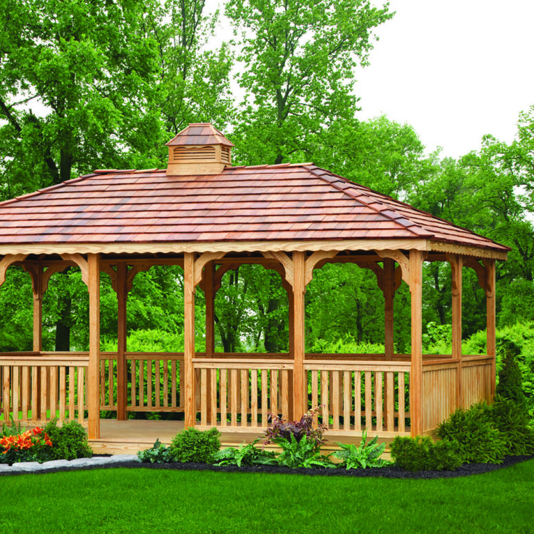Pressure-Treated Wood Rectangle Gazebo Kit - Atlantic Outdoors